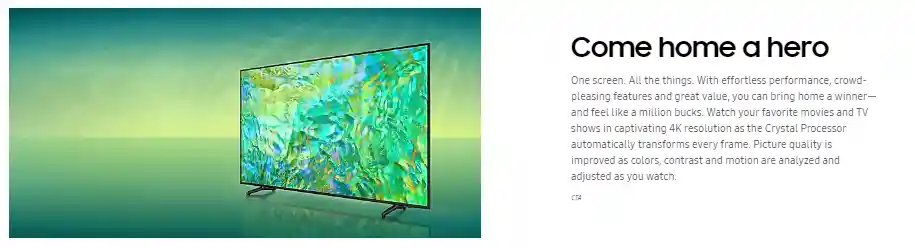 Samsung 55″ Class 55CU8000 | Crystal UHD Smart TV | Kharido