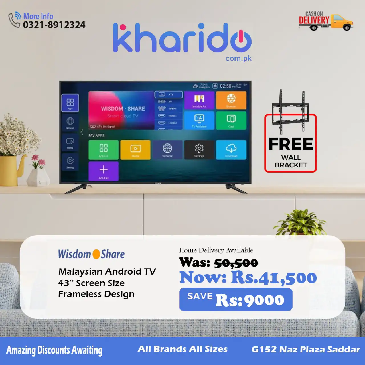 Samsung Malaysian 43 Inches | Frameless Smart Android TV | Kharido